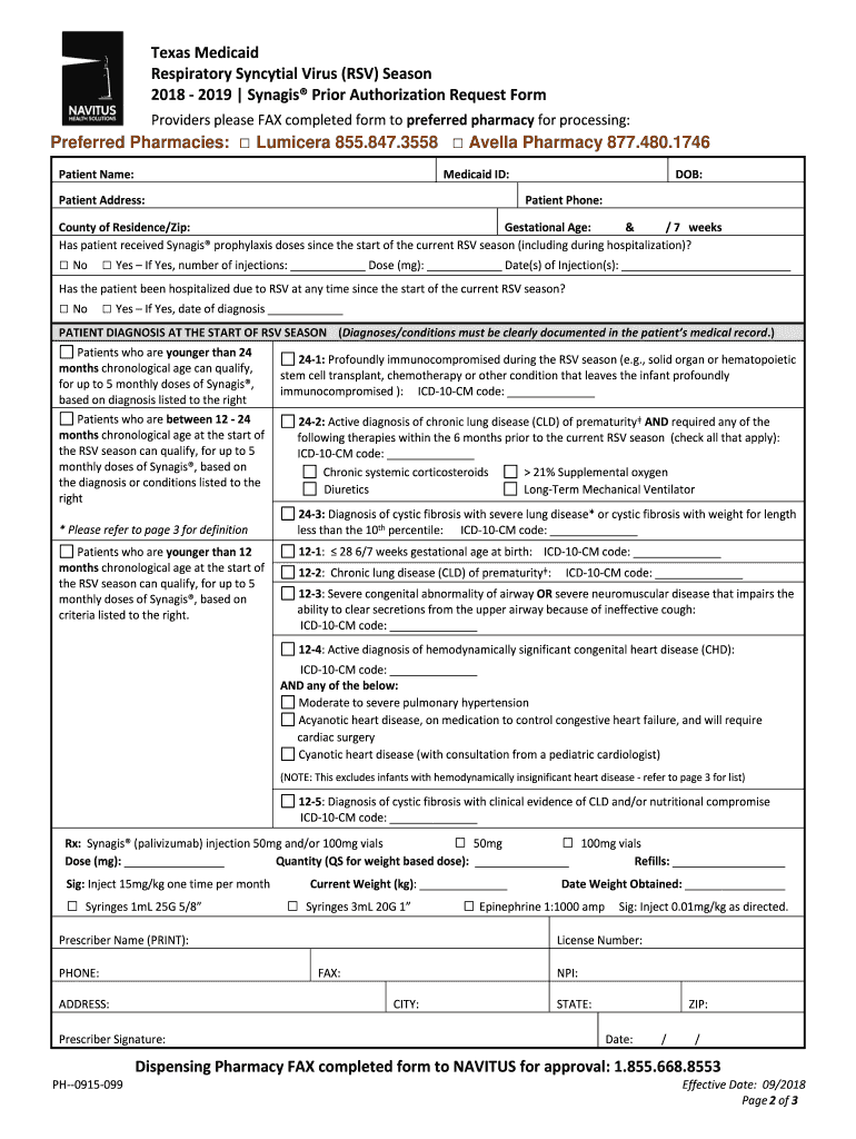 Fillable Online Texas Medicaid Respiratory Syncytial Virus (RSV ...