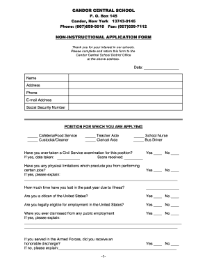 Fillable Online NON-INSTRUCTIONAL APPLICATION FORM - CCSD Fax Email Print - pdfFiller