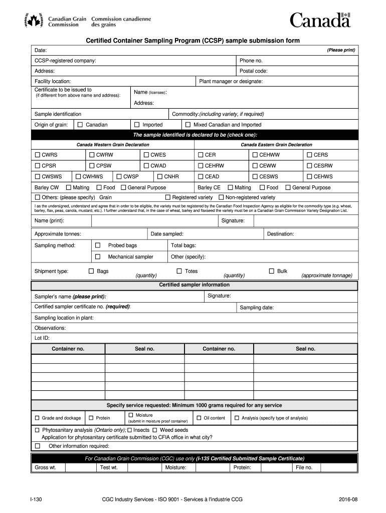 Fillable Online I-130 Certified Container Sampling Program (CCSP ...