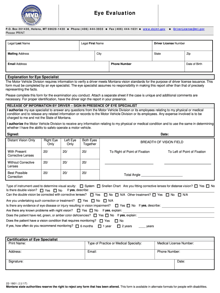 Fillable Online Eye Evaluation (form Fax Email Print - pdfFiller