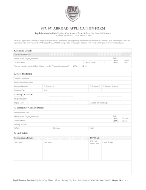 Fillable Online Study Abroad Application Form - Top Education Fax Email ...