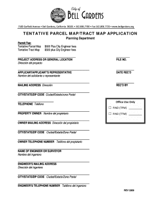 Fillable Online TENTATIVE PARCEL MAP/TRACT MAP APPLICATION Fax Email ...