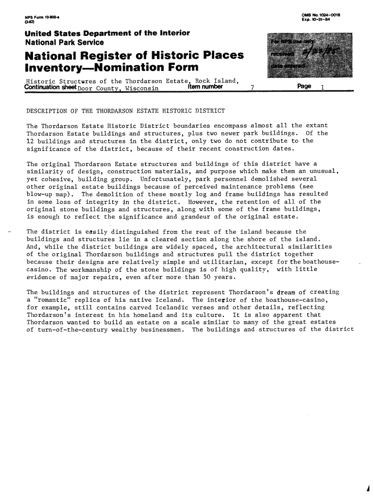 Fillable Online Historic Structures of the Thordarson Estate, Rock ...