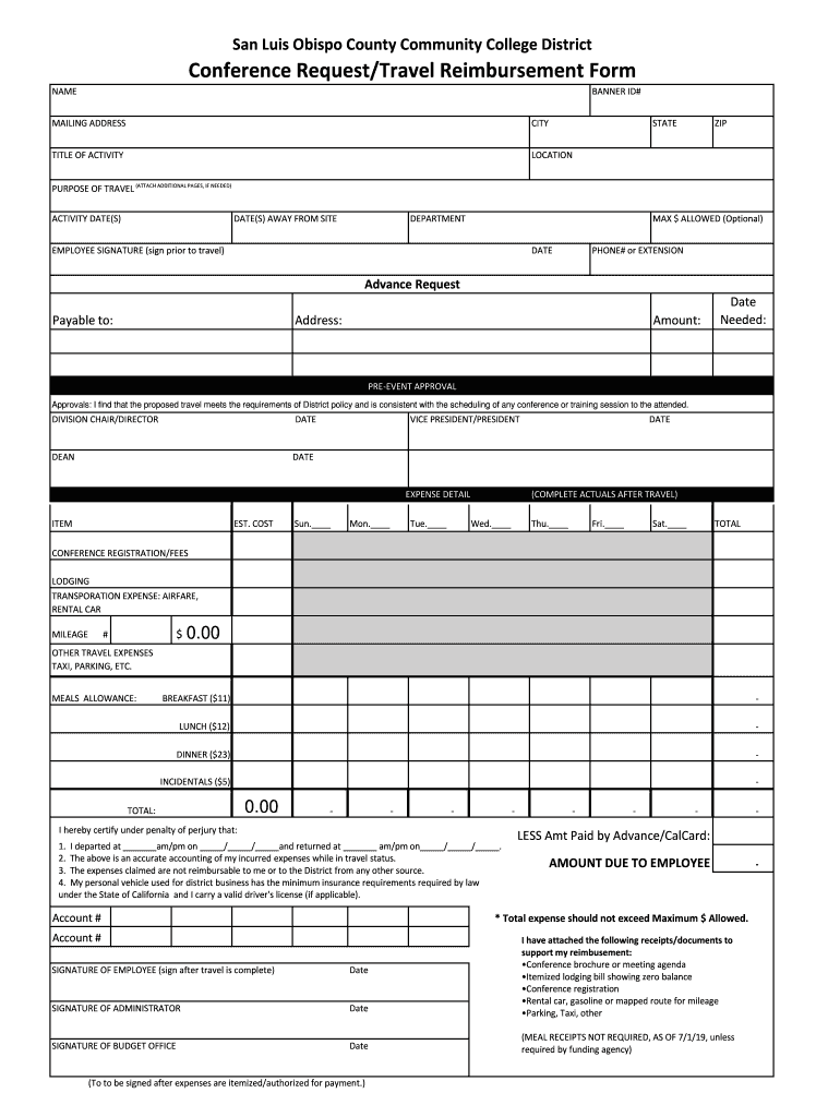 Fillable Online LOMPOC UNIFIED SCHOOL DISTRICT Conference Request ...