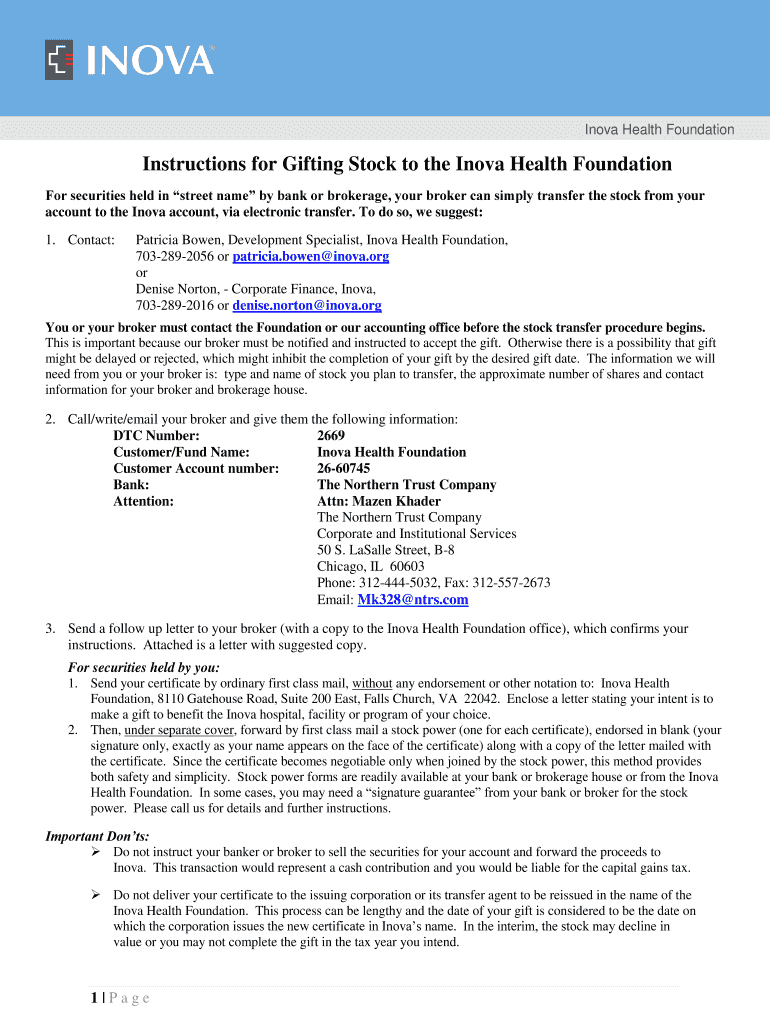 Fillable Online Inova Health FoundationImproving the health of the ...