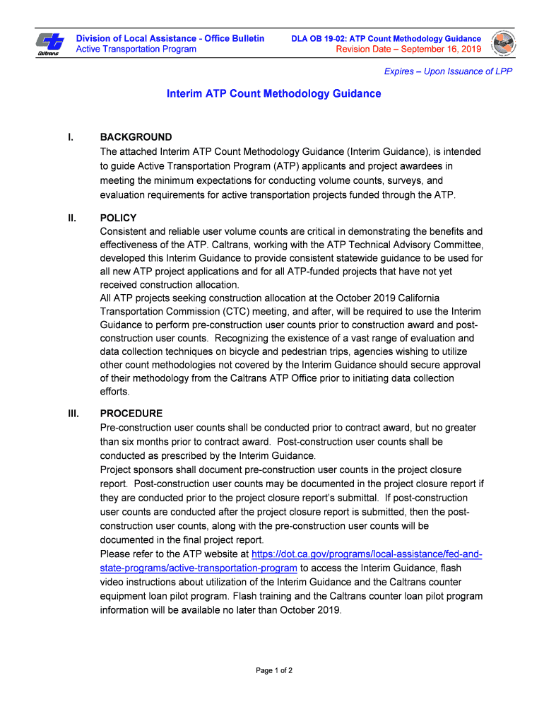 Fillable Online dot ca FINAL DLA OB 19-02 Interim ATP Count Guidance. Interim ATP Count ...