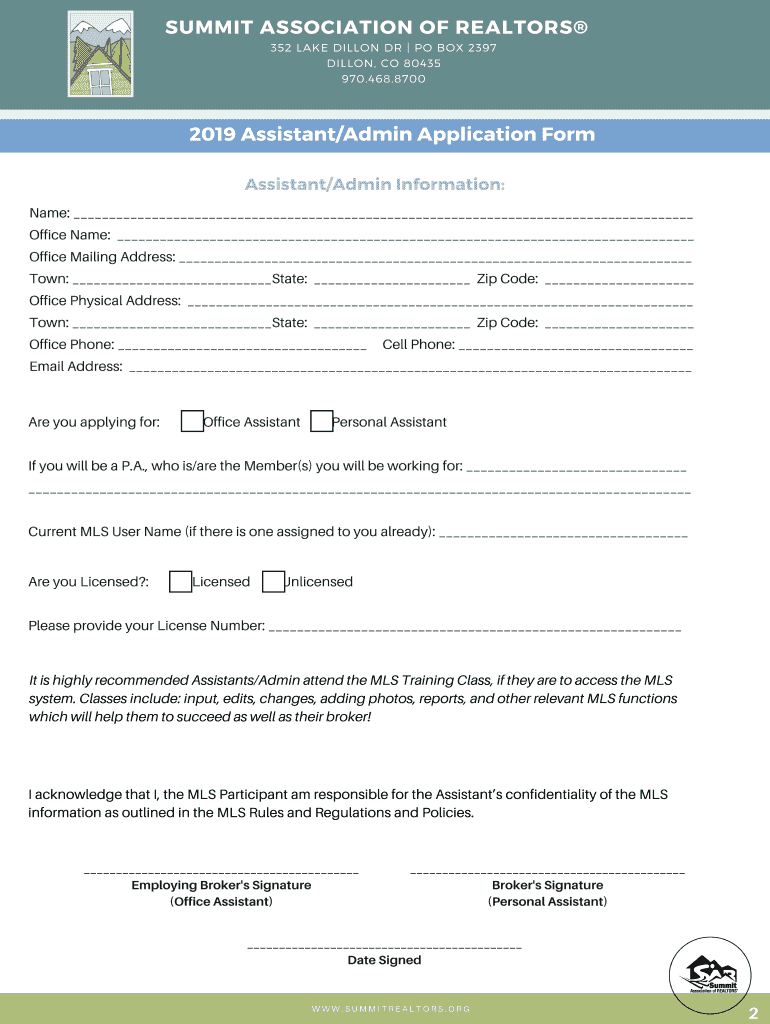 Fillable Online 2019 Assistant Application Form Fax Email Print - pdfFiller