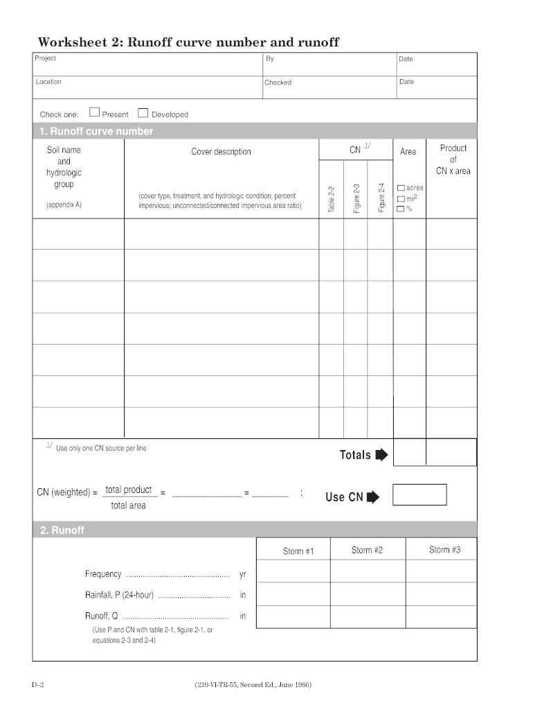 Tr 55 Worksheet - Fill Online, Printable, Fillable, Blank | pdfFiller