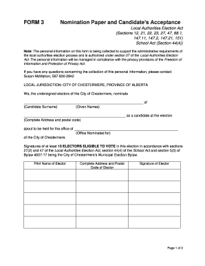 Fillable Online Form 3 - Nomination Paper and Candidate's Acceptance ...