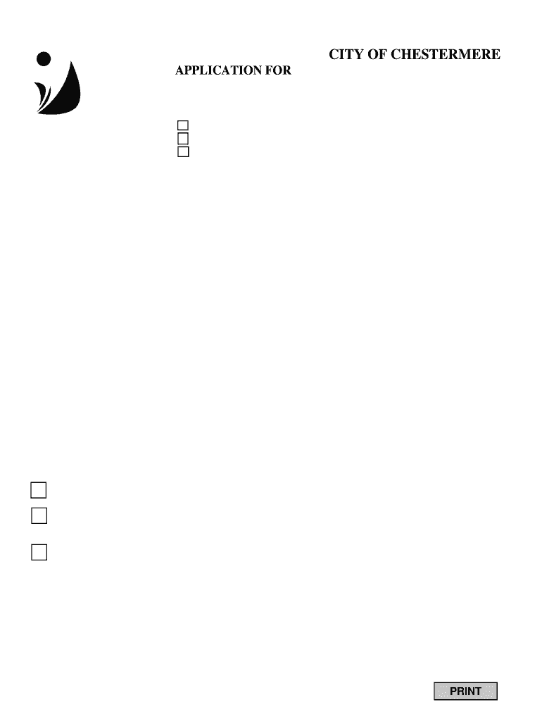 Fillable Online CITY OF CHESTERMERE APPLICATION FOR (MASTER) AREA ...