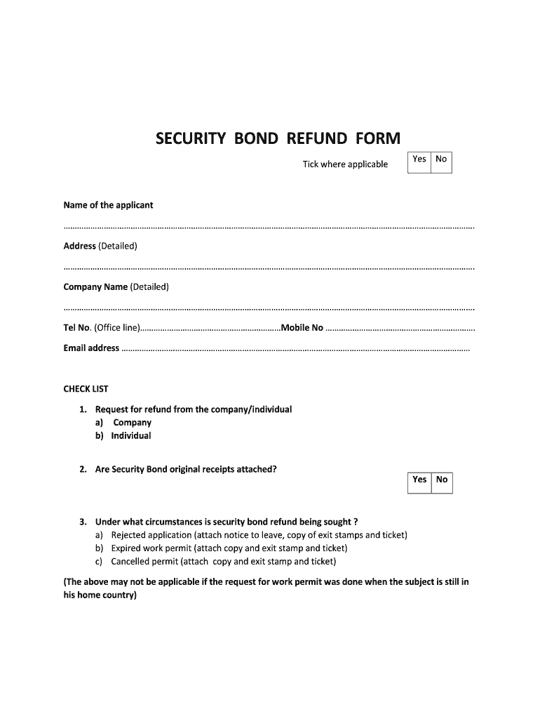 Bond Refund Form - Fill Online, Printable, Fillable, Blank | pdfFiller
