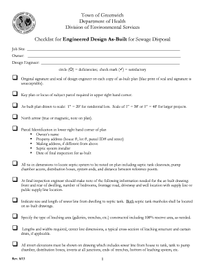 Fillable Online Checklist for Engineered Design As-Built for Sewage ...
