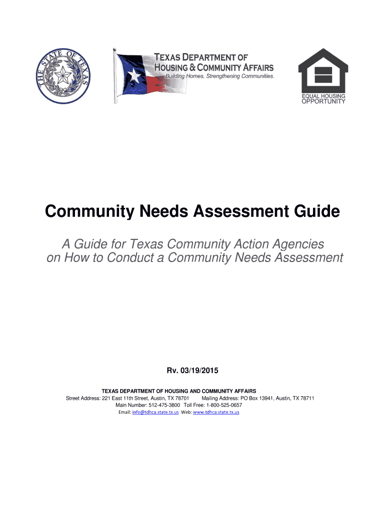 Fillable Online TDHCA Community Needs Assessment Guide. Community Needs ...