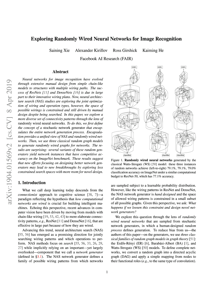 Fillable Online Exploring Randomly Wired Neural Networks For Image Recognition Fax Email Print