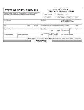 Concealed Handgun Permit Application - Nash County Doc Template | pdfFiller