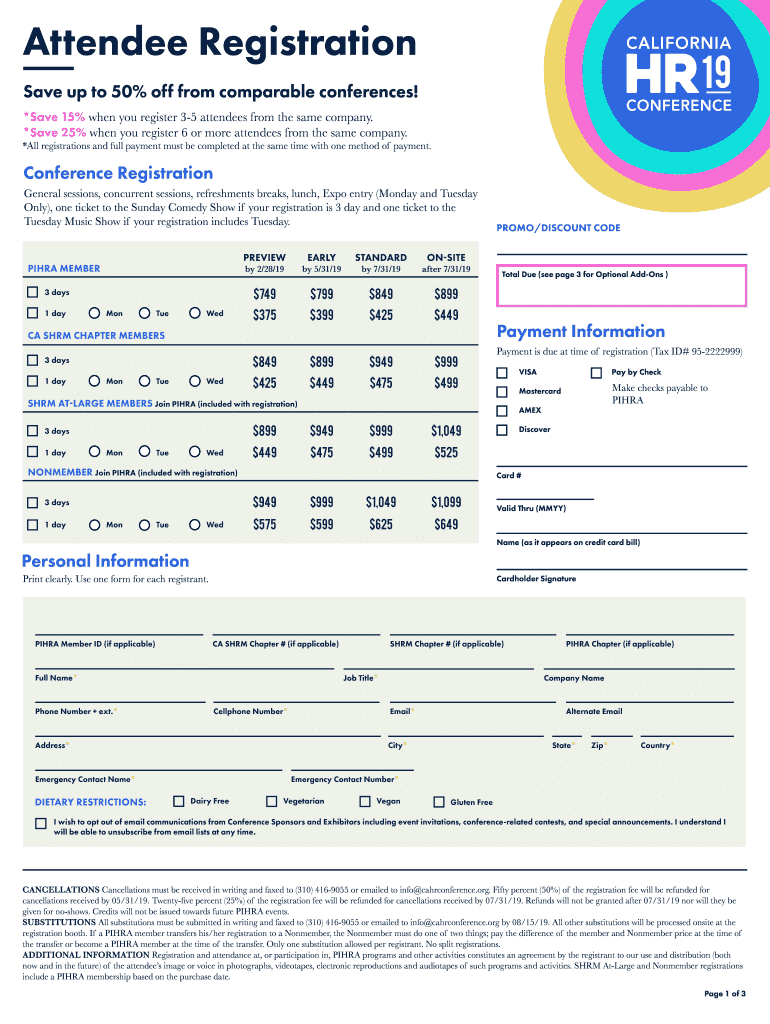 Fillable Online Attendee Registration Form Save time and register ...
