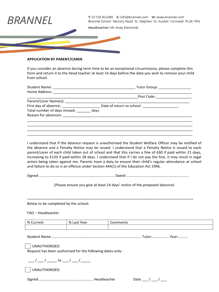 Fillable Online Leave of Absence During Term Time Form - Gaywood Primary School Fax Email Print ...