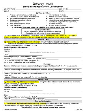 Fillable Online School-Based Health Center Consent Form Fax Email Print ...