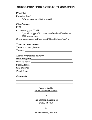Fillable Online ORDER FORM FOR OVERNIGHT OXIMETRY Fax Email Print ...