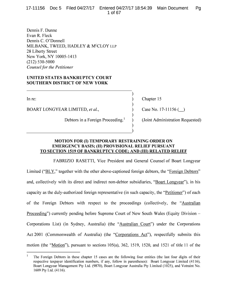 Fillable Online Dennis F. Dunne Evan R. Fleck Dennis C. O'Donnell ...