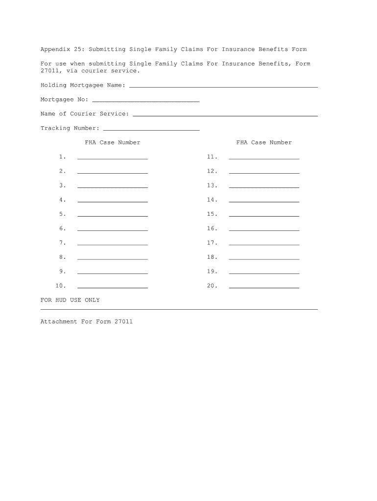 Fillable Online Submitting Single Family Claims For Insurance Benefits ...