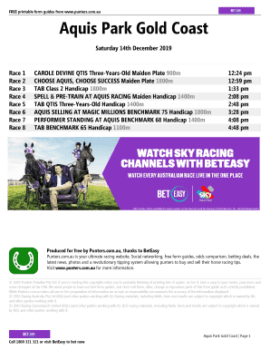 Fillable Online Free Horse Racing Form Guide & Fields on Upcoming Races ...