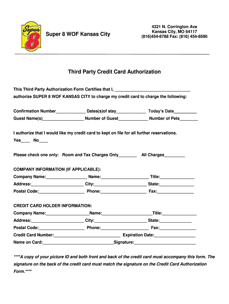 Fillable Online Download Third Party Credit Card Authorization - Super ...