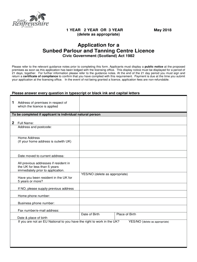 Fillable Online Application for a Sunbed Parlour and Tanning Centre ...