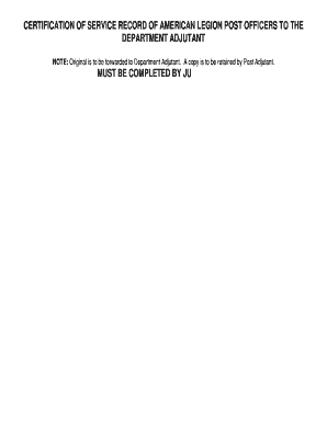 Fillable Online certification of service record of american legion post ...