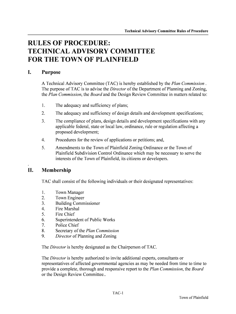 Fillable Online RULES OF PROCEDURE: DESIGN REVIEW COMMITTEE FOR THE ...