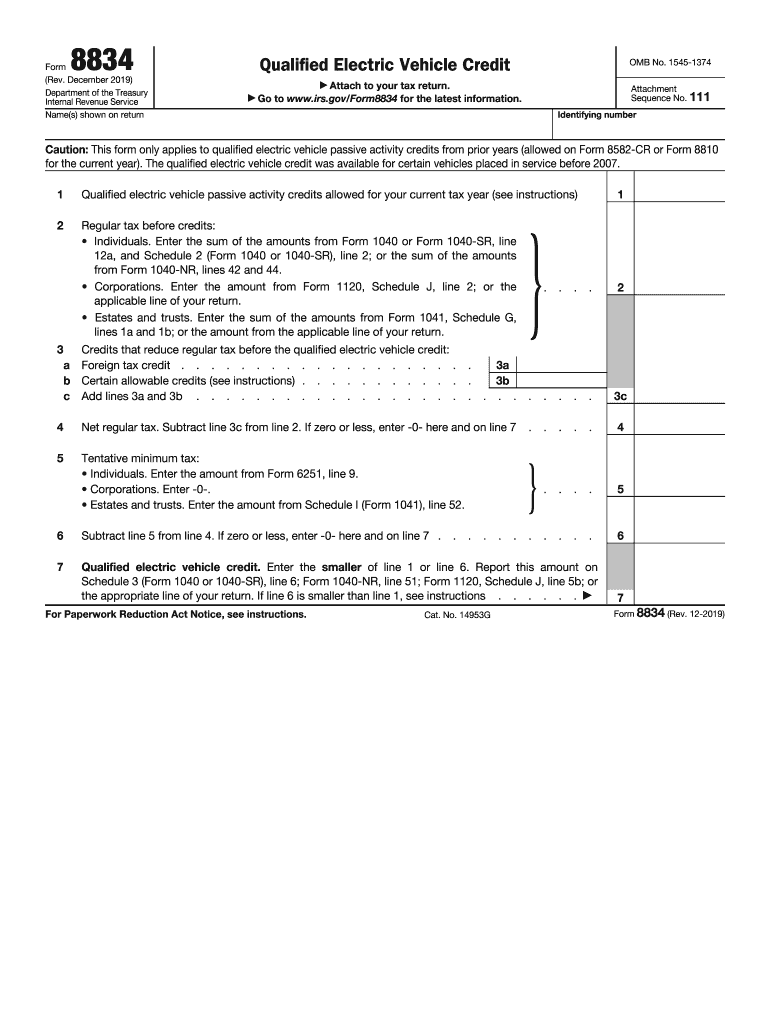 Fillable Online Form 8834 (Rev. December 2019). Qualified Electric ...