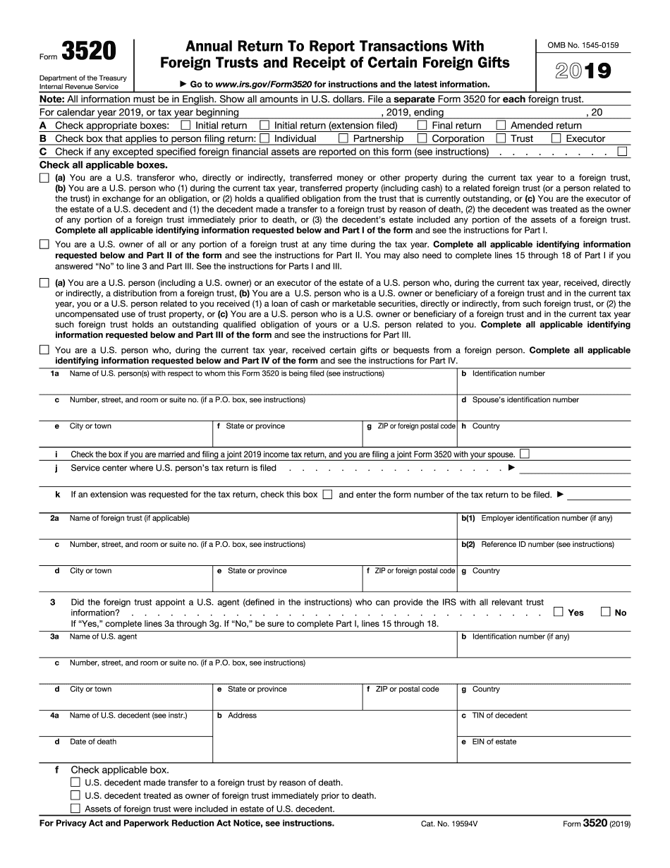 Form 3520 Blank Sample To Fill Out Online In PDF Form 3520 Blank Sample To Fill Out Online In PDF