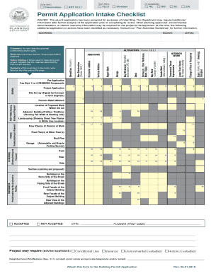 Fillable Online Permit Application Intake Checklist - San Francisco ...