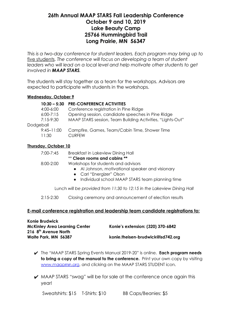 Fillable Online 26th Annual MAAP STARS Fall Leadership Conference Fax ...