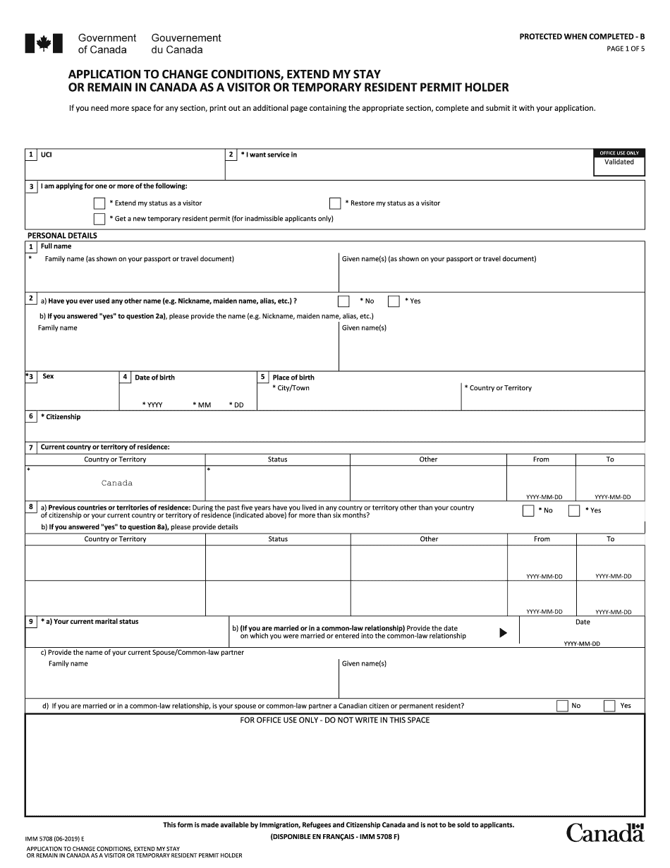 Canada IMM 5708 (Formerly IMM 1249) 2022 - Printable Blank PDF Online