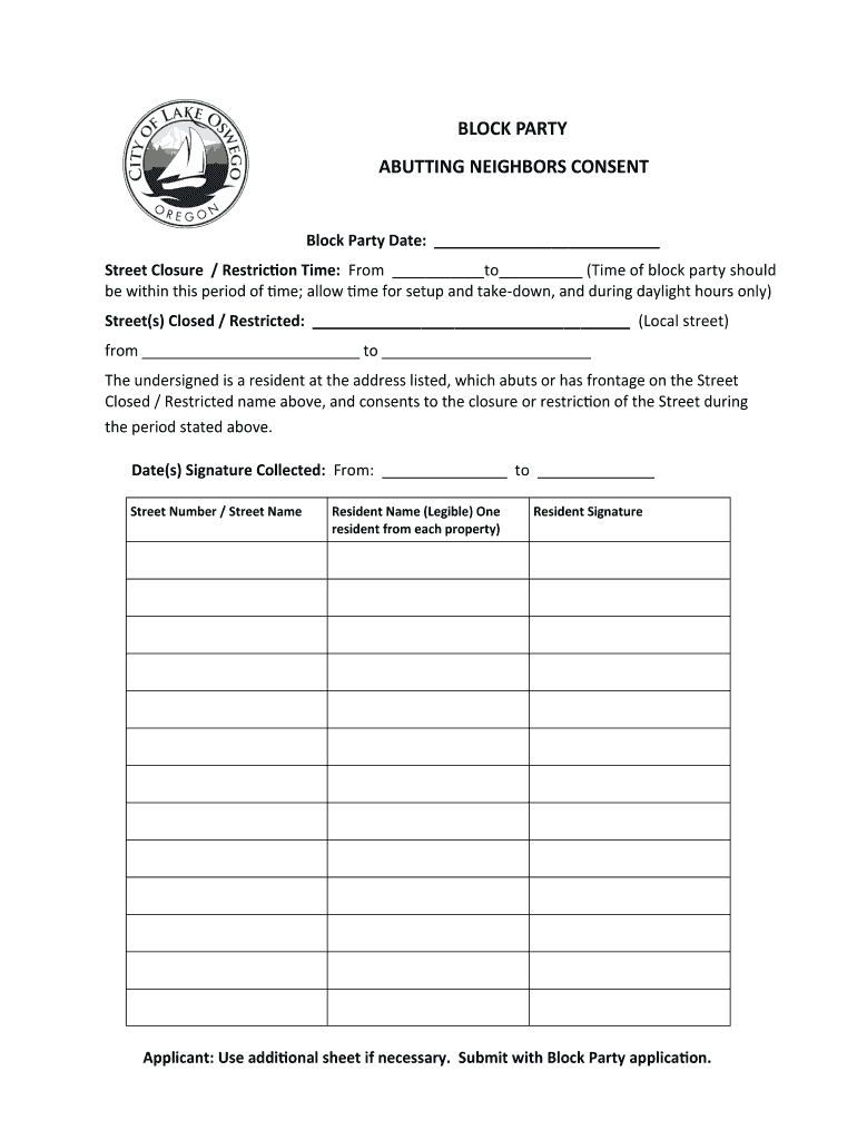 Fillable Online ABUTTING NEIGHBORS CONSENT Fax Email Print - pdfFiller