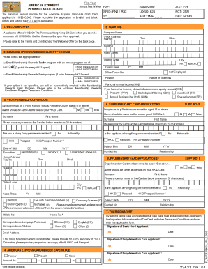 Fillable Online First Year AMERICAN EXPRESS Annual Fee Waiver PENINSULA ...