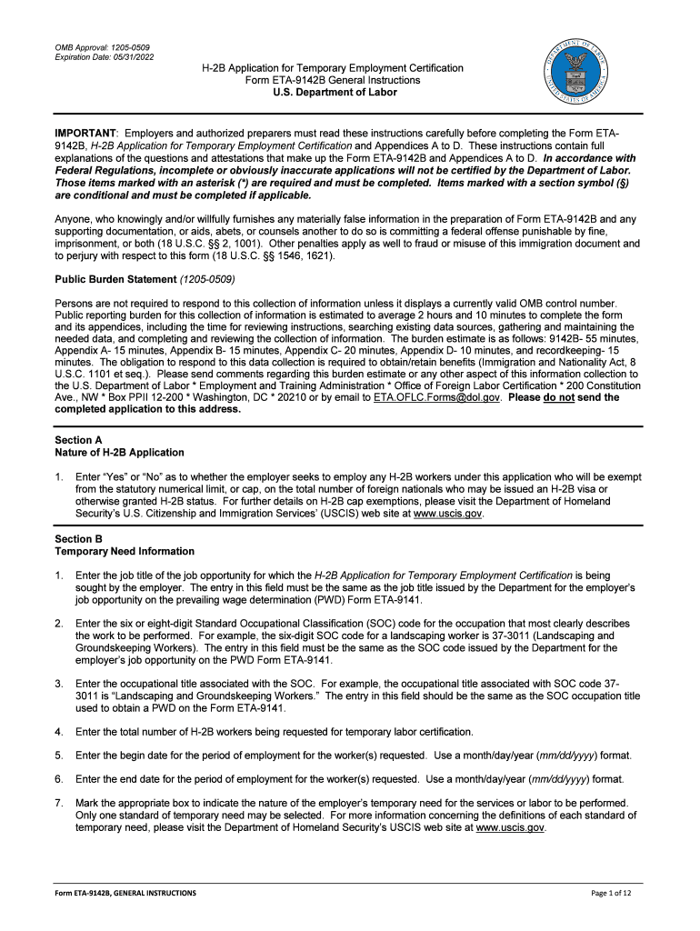 Fillable Online foreignlaborcert doleta H-2B Application for Temporary ...