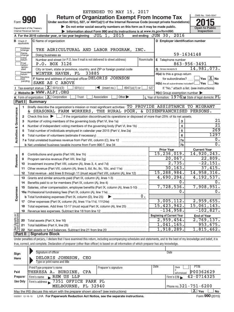 Fillable Online ALPI 2015 Tax Return - Client Copy.PDF Fax Email Print ...