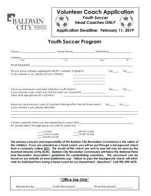 Fillable Online Volunteer Coach Application - RecDesk Fax Email Print ...