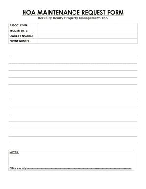 Fillable Online hoa maintenance request form - Berkeley Realty Property ...