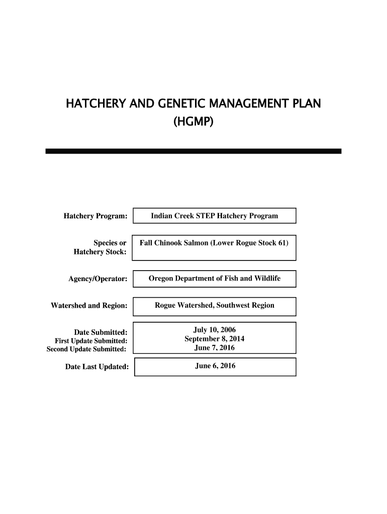 Fillable Online Indian Creek STEP Hatchery Program (Fall Chinook ...