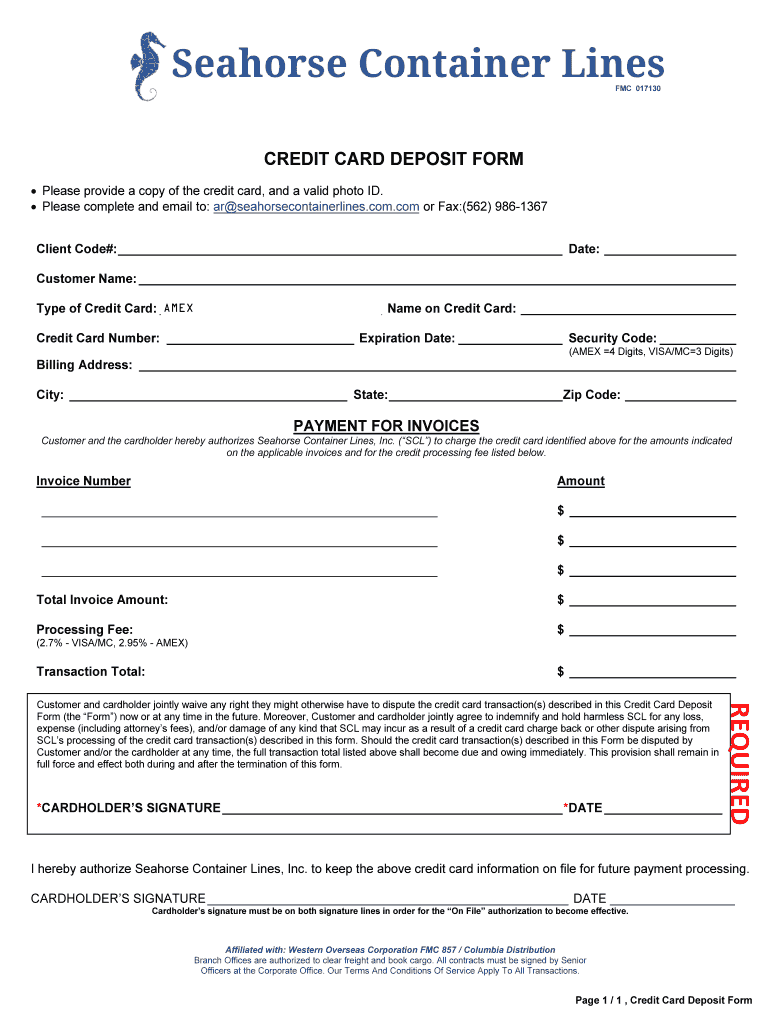 Fillable Online Seahorse Container Lines - Western Overseas Corporation ...