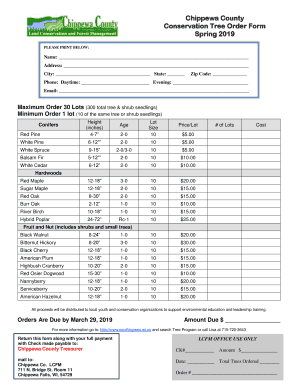 Fillable Online Chippewa County Conservation Tree Order Form Spring ...