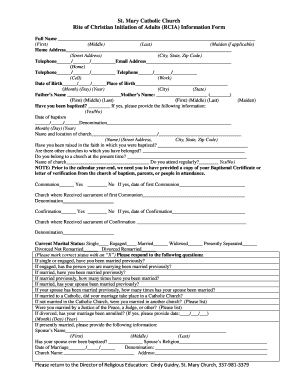 Fillable Online Rite of Christian Initiation of Adults (RCIA ...