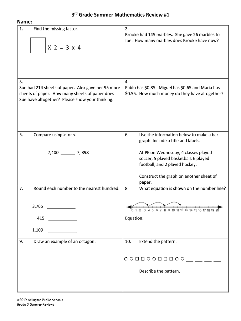 Fillable Online 2. Brooke had 145 marbles. She gave 26 marbles to Joe ...