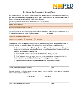 Fillable Online Enrollment Cap Amendment Request Form - New Mexico ...
