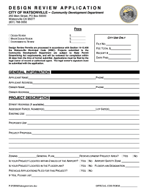 Fillable Online Design Review Permit Application - City of Watsonville ...
