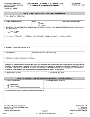 Fillable Online Certificate of Medical Examination (2012 Version ...
