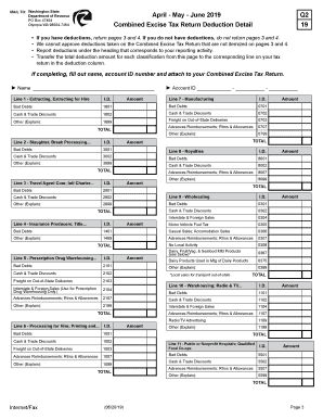 Fillable Online dor wa Combined Excise Tax Return Deduction Detail Fax ...
